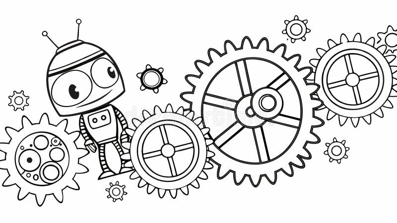Robot Gears Industrial Technology Border, Vector Design Generative AI ...