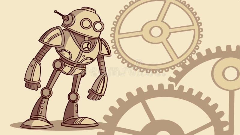 Mechanical Android Robot on a Clean Background. Stock Illustration ...