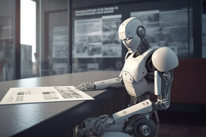 Ai Paper Document Digital Laptop Robot Office Technology Hand ...