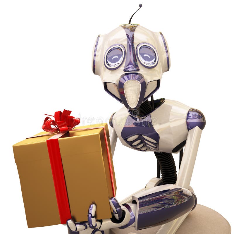 Robot and gift stock image. Image of microscope, concentration - 13083615
