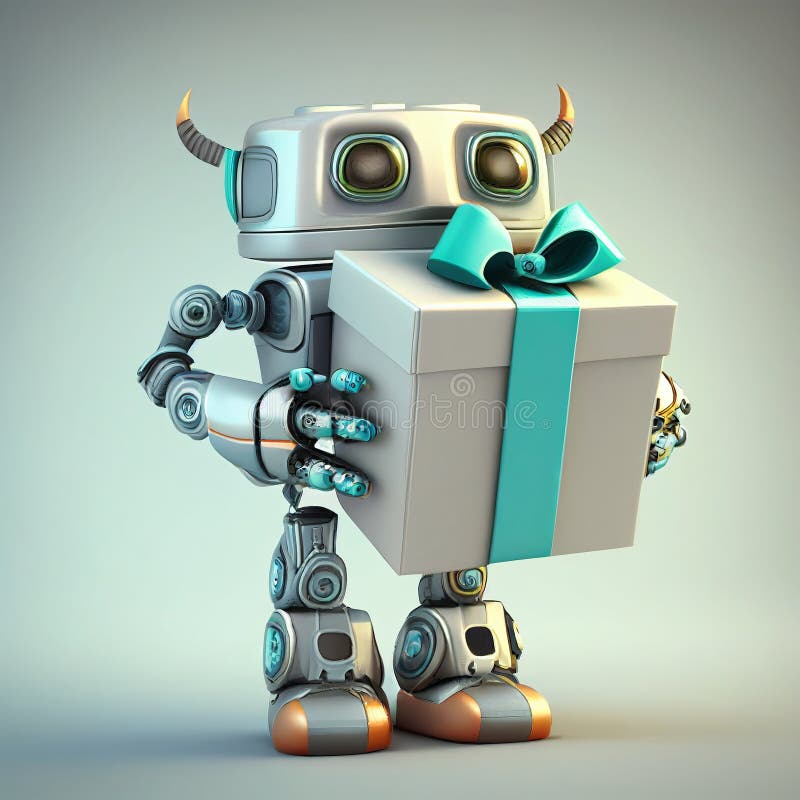 Robot with Gift Future Generative AI Stock Illustration - Illustration ...