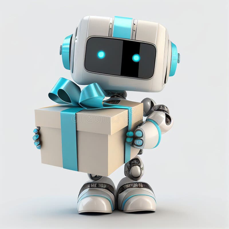 Robot with Gift Future Generative AI Stock Illustration - Illustration ...