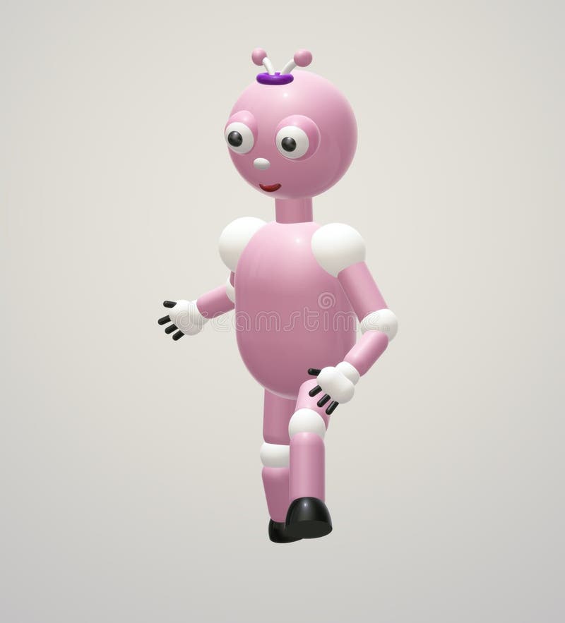 Robot girl pink color 2d stock photo. Illustration of purple - 242442442