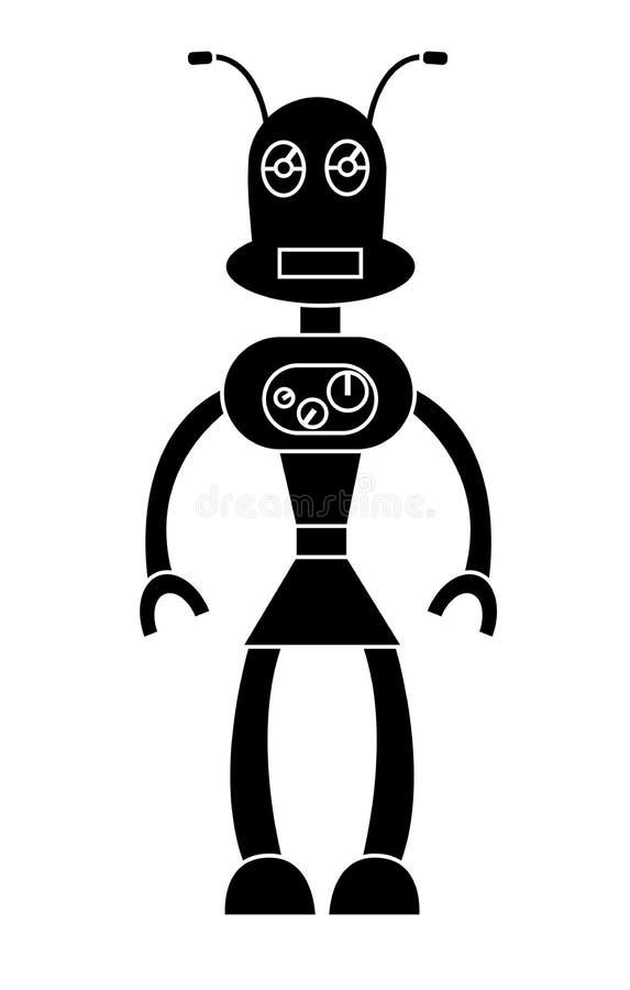 Robot Girl Simple Character. Isolated Vector Illustration Stock Vector ...