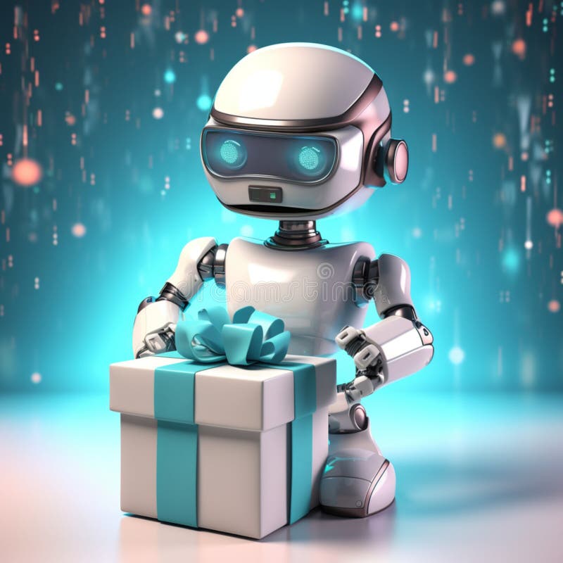 The Robot Gives a Gift Box. Realistic Illustration, AI Generation Stock ...