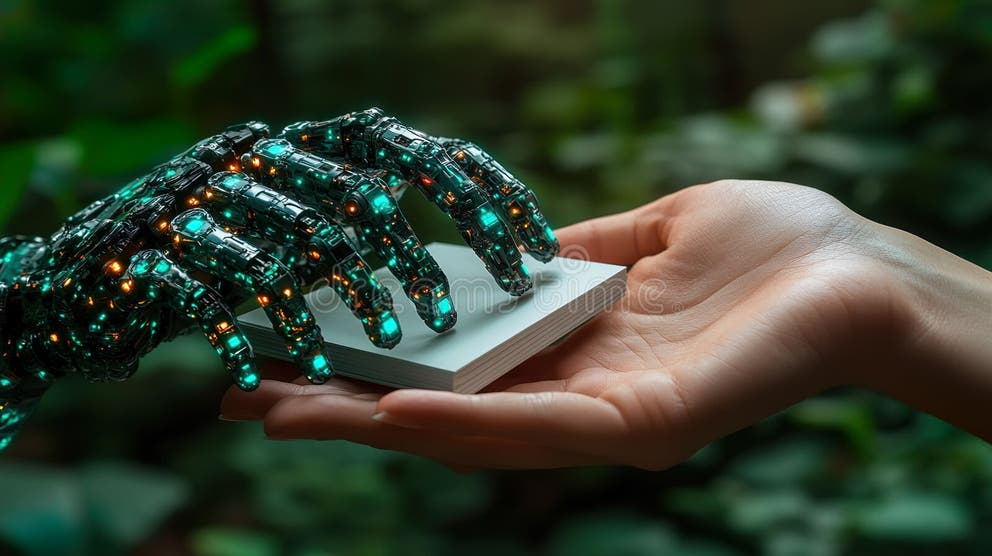 Robot Gives Knowledge Book To Human.Conception of AI Technology ...