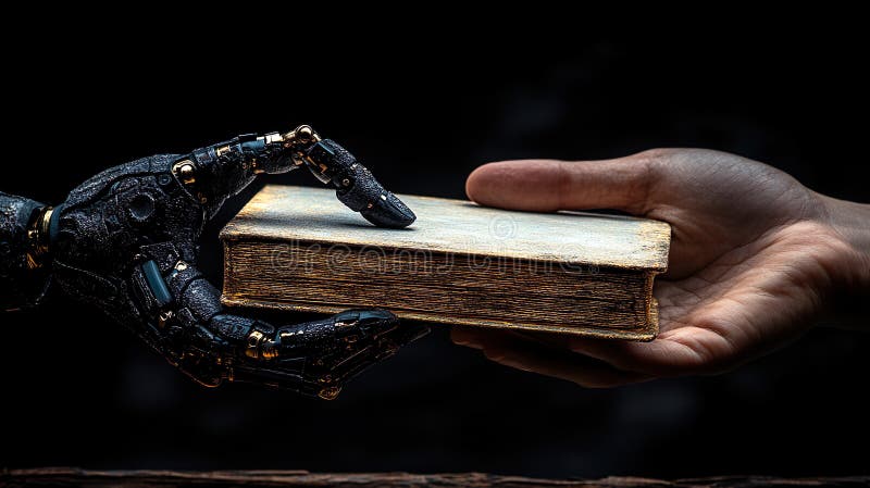 Robot Gives Knowledge Book To Human.Conception of AI Technology ...
