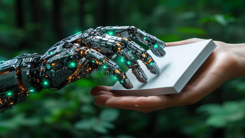 Robot Gives Knowledge Book To Human.Conception of AI Technology ...