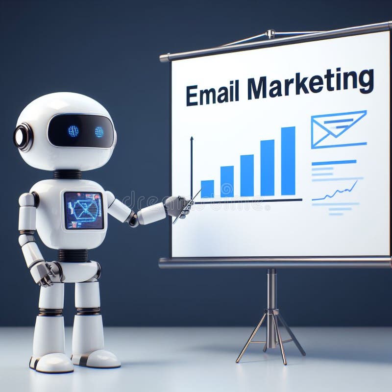 A Robot Giving a Presentation on a Slideshow with the Words Email ...