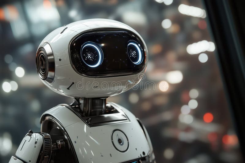 Robot with Glowing Eyes in Futuristic Setting Showcasing Advanced ...