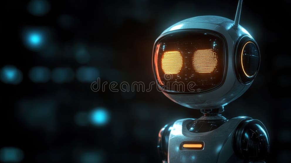 A Robot with Glowing Eyes and a Head Stock Illustration - Illustration ...