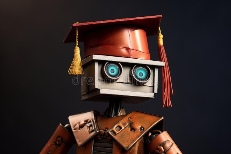 Robot Graduation Cap. Generate Ai Stock Image - Image of person ...