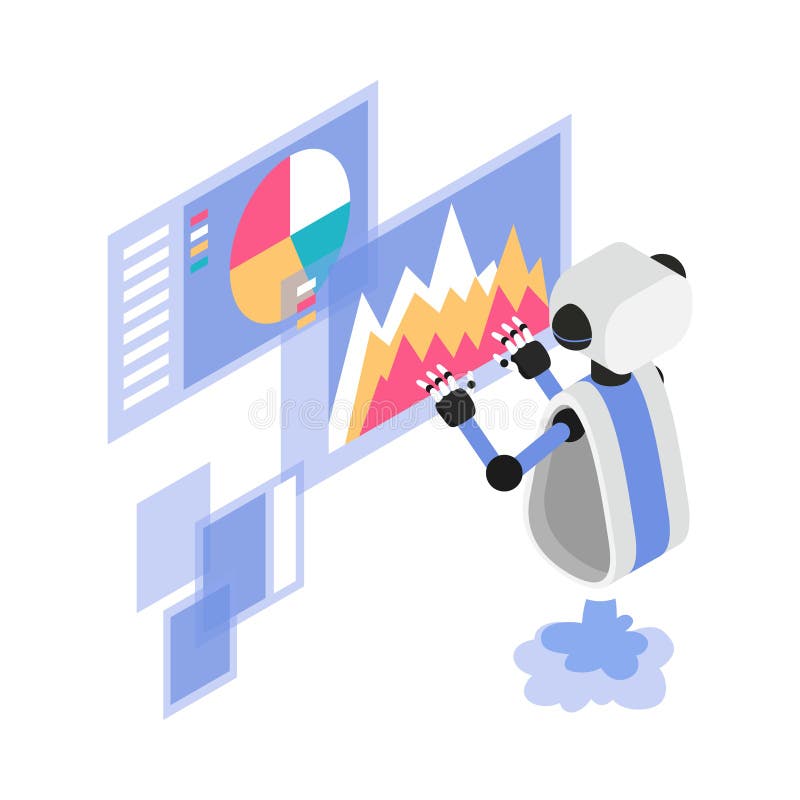 Robot Graph Analysis Composition Stock Vector - Illustration of design ...