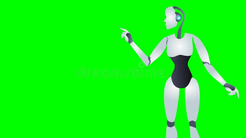 She Robot on a Green Chroma Key Background for Insertion.Artificial ...