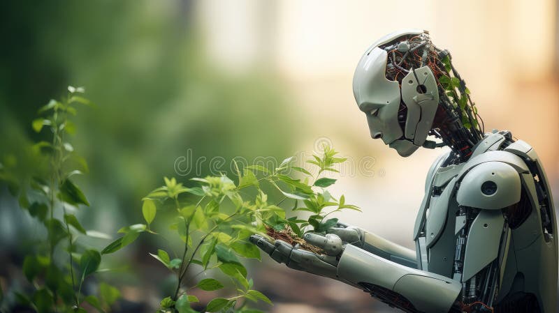 Robot and Green Energy stock illustration. Illustration of engineering ...