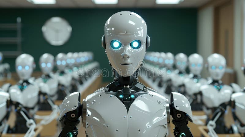 The Robot Group in Office. AI Generated Stock Image - Image of ...