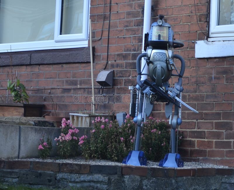 Robot guarding the house stock image. Image of guarding - 159182303