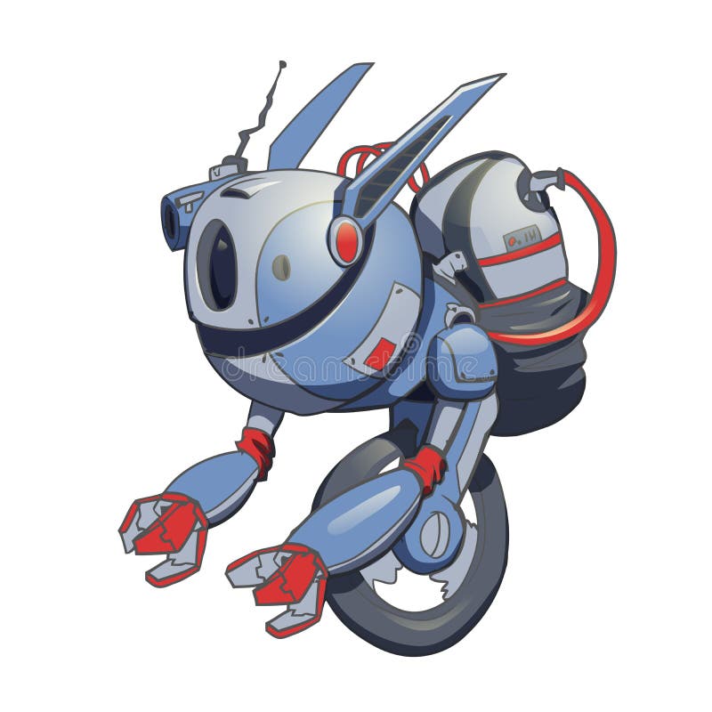 A Robot with a Gyro on One Wheel, Artificial Intelligence. Contour ...