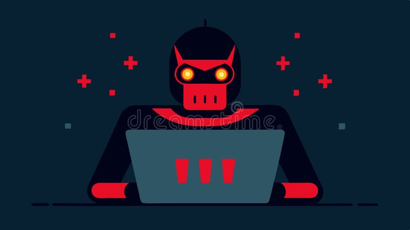 Robot Hacker a Menacing Robot Character with Glowing Red Eyes Typing ...