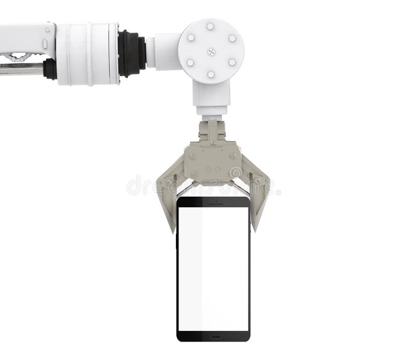 Robot Hand With Blank Screen Mobile Phone Stock Photo - Image of ...