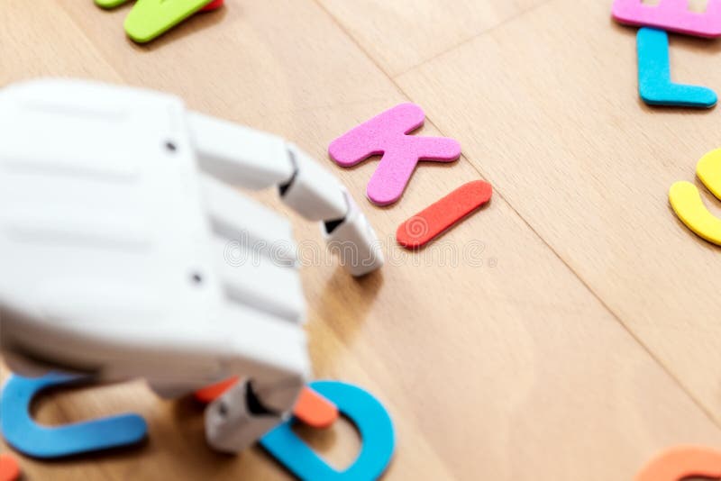 Robot Hand and Colorful Letters Stock Image - Image of indoor, cute ...