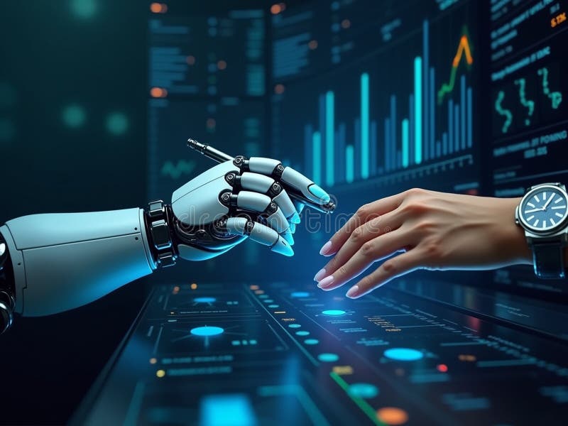 Robot Hand Controls Futuristic Data Interface in Artificial Intelligence-powered Technology ...