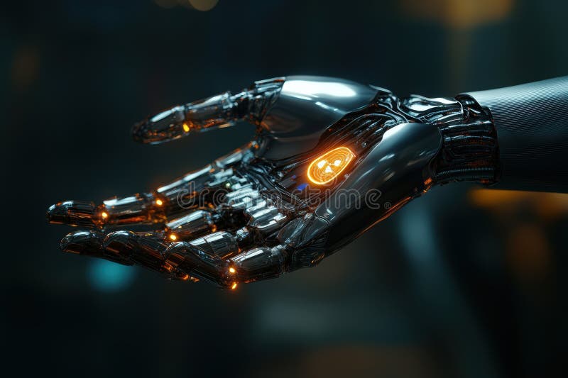 A Robot Hand Displays a Luminous Ring, Showcasing Advanced Technology ...