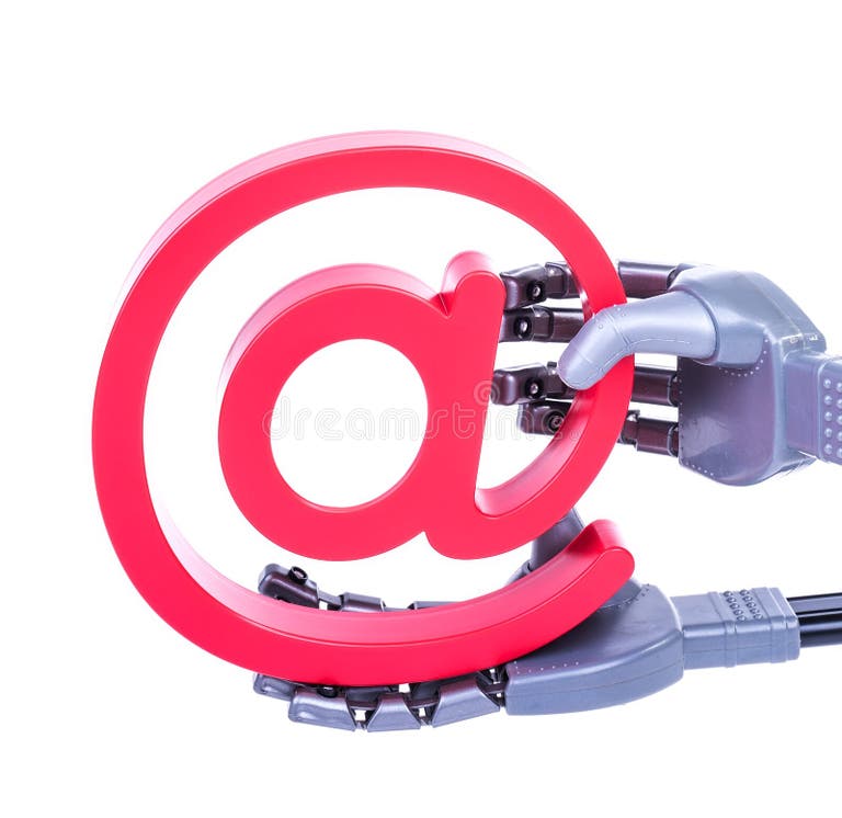 Robot Hand with Email Symbol Stock Image - Image of machine, android ...