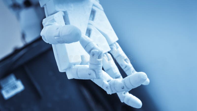 Robot Hand Fingers from Plastic Close-up Conceptual Stock Footage ...
