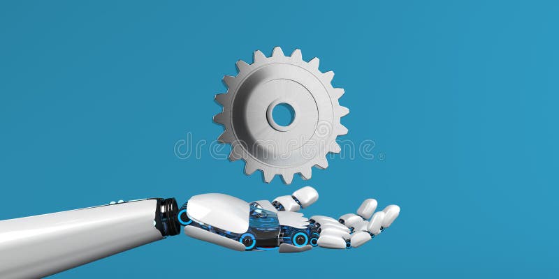 Robot Hand Gear Wheel stock illustration. Illustration of progress ...