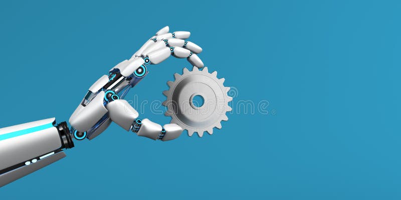 Robot Hand Gear Wheel stock illustration. Illustration of revolution ...