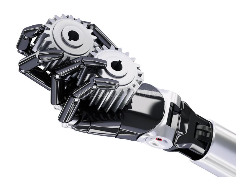 Robot Hand with Gearwheels Automation Concept 3d Illustration Stock ...