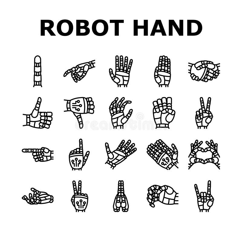Robot Hand Gesture Ai Digital Icons Set Vector Stock Illustration ...