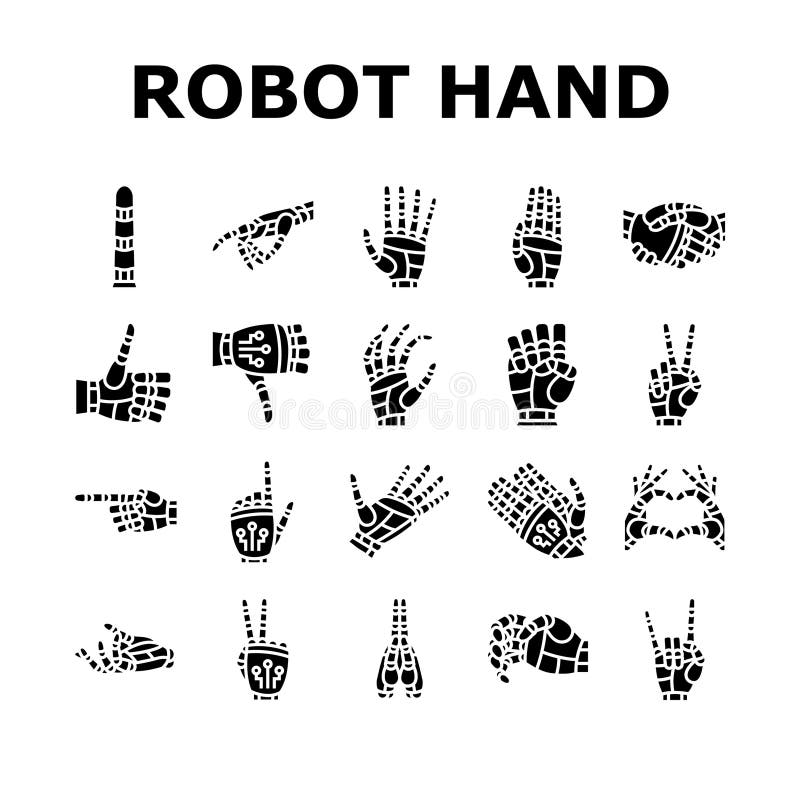 Robot Hand Gesture Ai Digital Icons Set Vector Stock Illustration ...