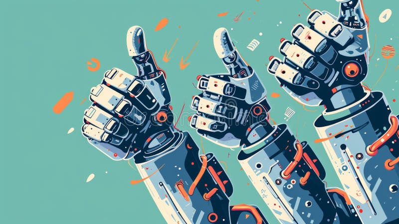 Robot Hand Gestures. Futuristic Technology Concept. Illustration Stock ...