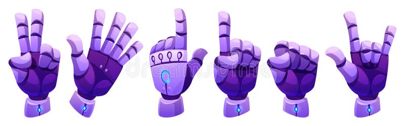 Robot hand gestures set stock illustration. Illustration of machine ...