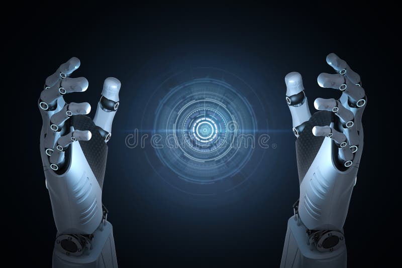 Robot Hand with Graphic Display Stock Illustration - Illustration of ...