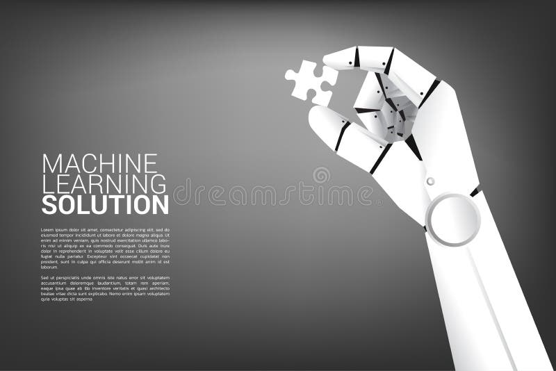 Robot hand hold jigsaw. stock illustration. Illustration of digital ...