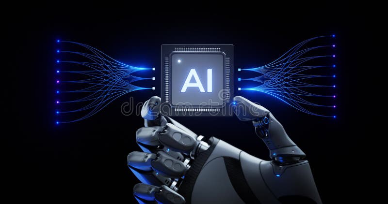 Robot Hand Touching Virtual Screen - Artificial Intelligence, Technology and Science Concept ...