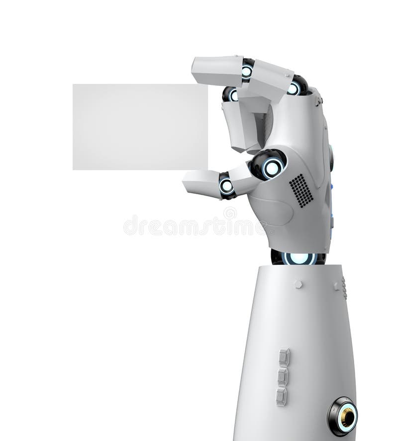 Robot Hand Holding Blank Name Card Stock Illustration - Illustration of ...
