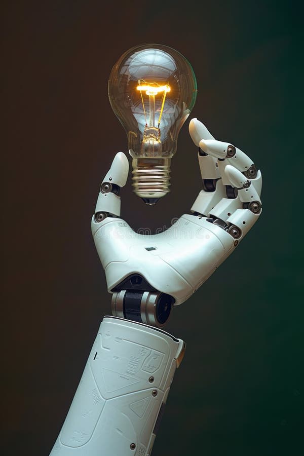 A Robot Hand Holding a Glowing Light Bulb Stock Image - Image of light ... A Robot Hand Holding a Glowing Light Bulb Stock Image - Image of light ...