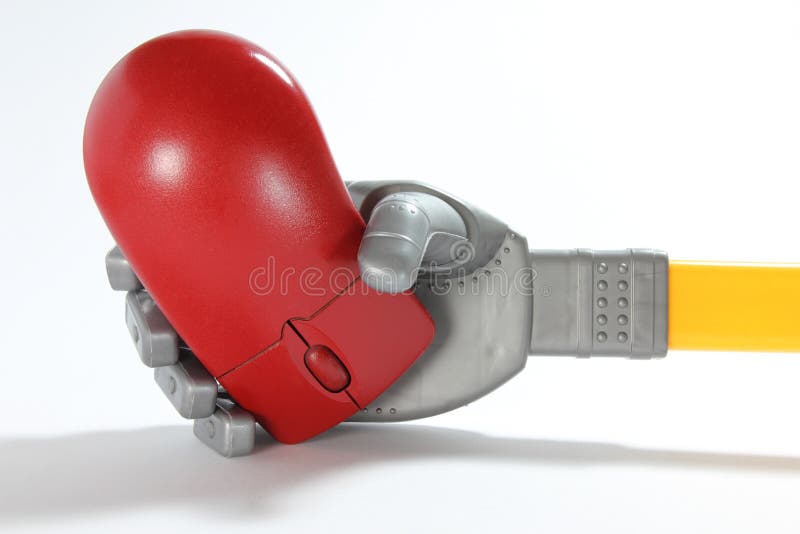 Robot Hand Holding Mouse stock photo. Image of bionic - 30305576