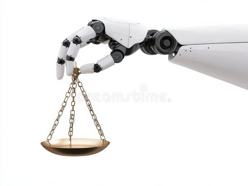 Robotic Hand Holding a Balance Scale, Symbolizing Artificial ...