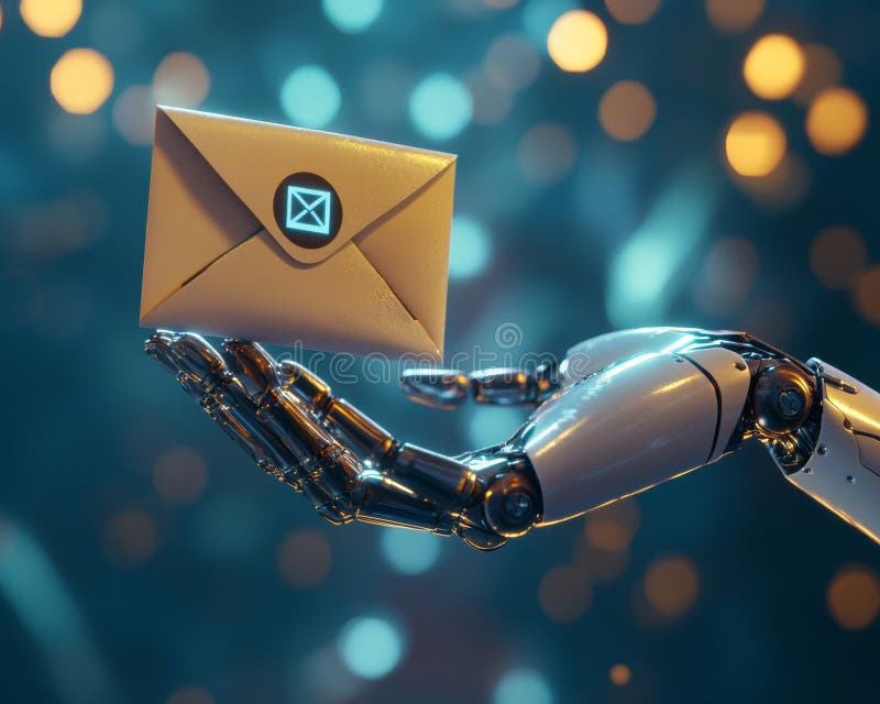 A Robot Hand Holding a Shining Email Icon, Symbolizing the Future of ...