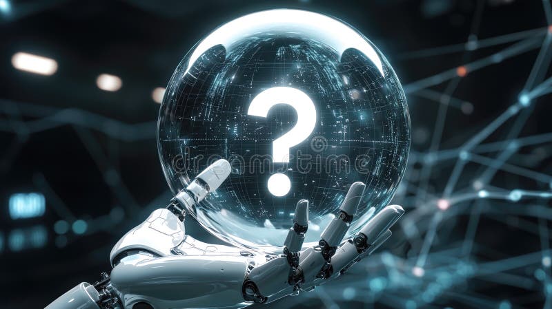 A Robot Hand Holds a Glowing Question Mark. Generative AI Stock ...
