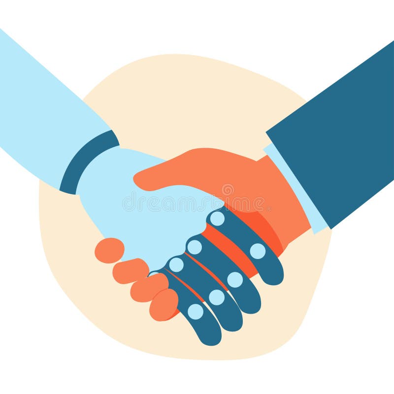 Robot Hand and a Human Hand. Handshake Robot with a Human Stock Vector ...