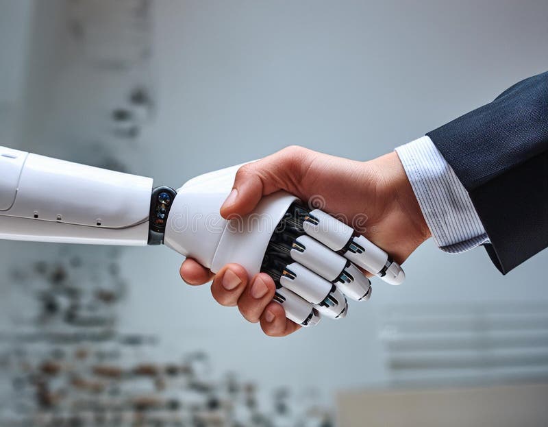 Robot Hand and Human Hand Shake Hands Stock Photo - Image of hands ...