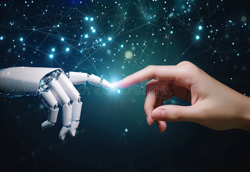 Artificial Intelligence, Futuristic Digital Technology Humanoid Robot Face Stock Photo - Image ...