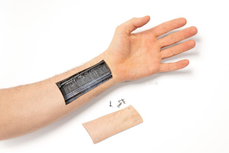 Robot Hand Inside Human Hand - Prosthesis Concept Stock Image - Image ...