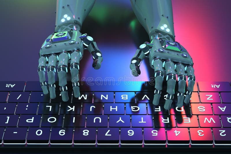 Robot Hand Finger Point with Human Skin Stock Illustration ...